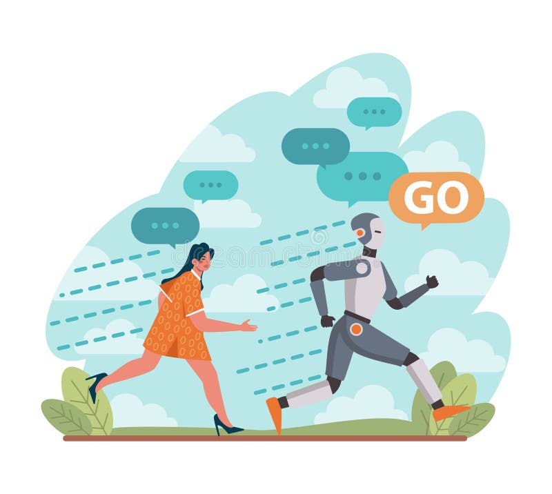 Robot Versus Human Concept. Idea of Artificial Intelligence Development ...