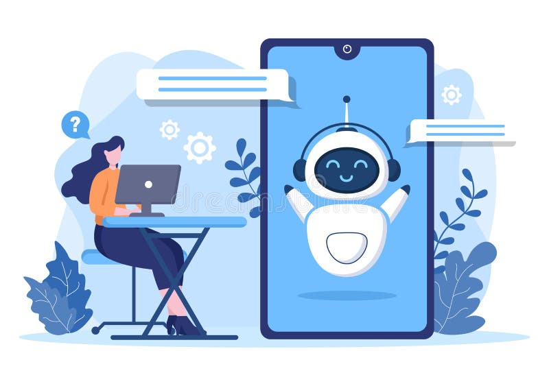Robot Virtual Assistance or Chatbot Background Vector Illustration ...