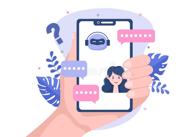 Robot Virtual Assistance or Chatbot Background Vector Illustration ...