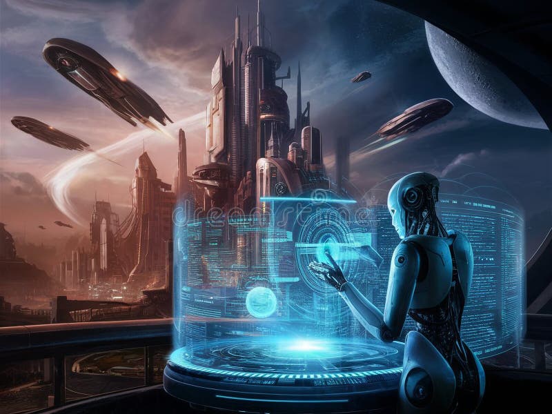 Robot Virtual Technology Virtual Image Photo Background Stock ...