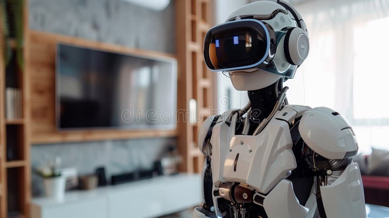 A Robot with Virtual Goggles. Virtual Reality: Interior Design Stock ...