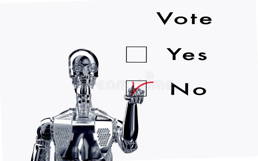 Robot is Voting with a Virtual Click Stock Illustration - Illustration ...