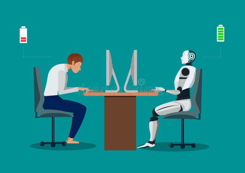 Man vs Computer stock vector. Illustration of conflict - 14608718