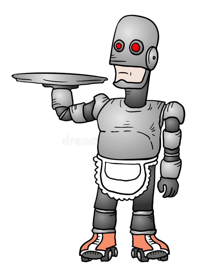 Robot waiter stock vector. Illustration of waiter, cartoon - 66306064