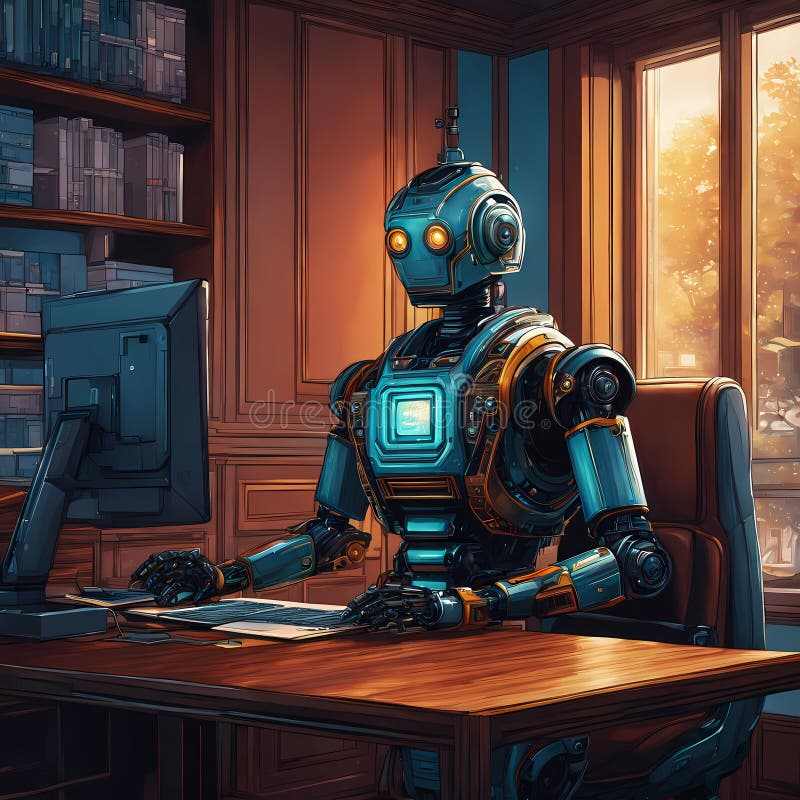 Robot Waiting in a Modern Office for a Job Interview, Ai Artificial ...