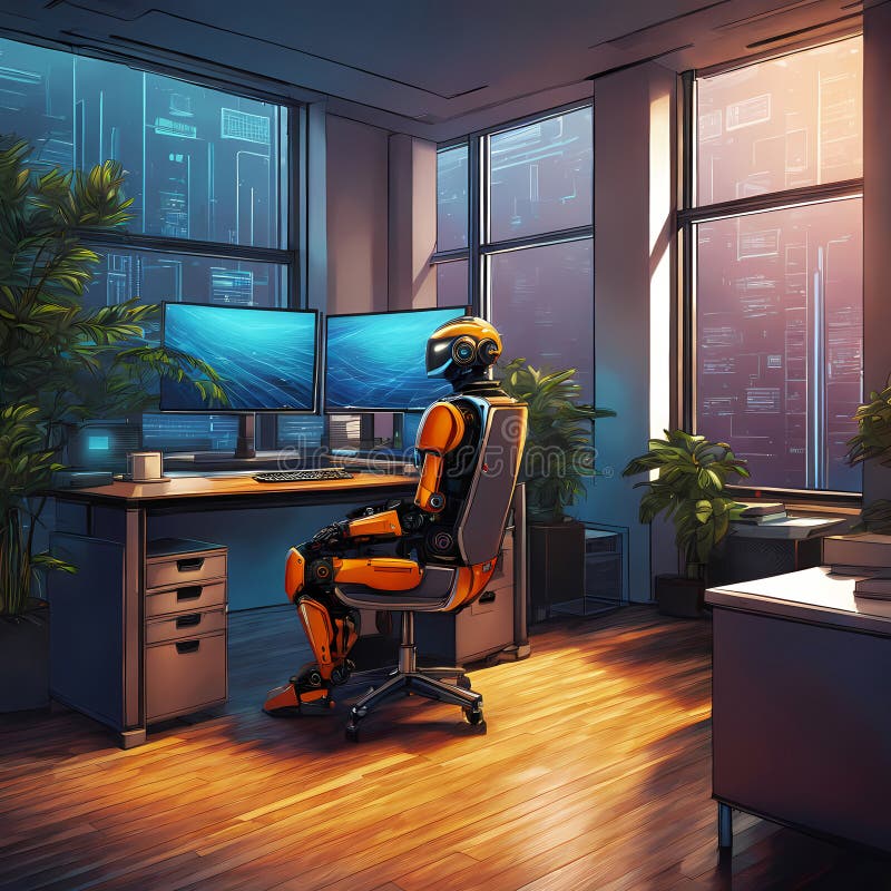 Robot Waiting in a Modern Office for a Job Interview, Ai Artificial ...