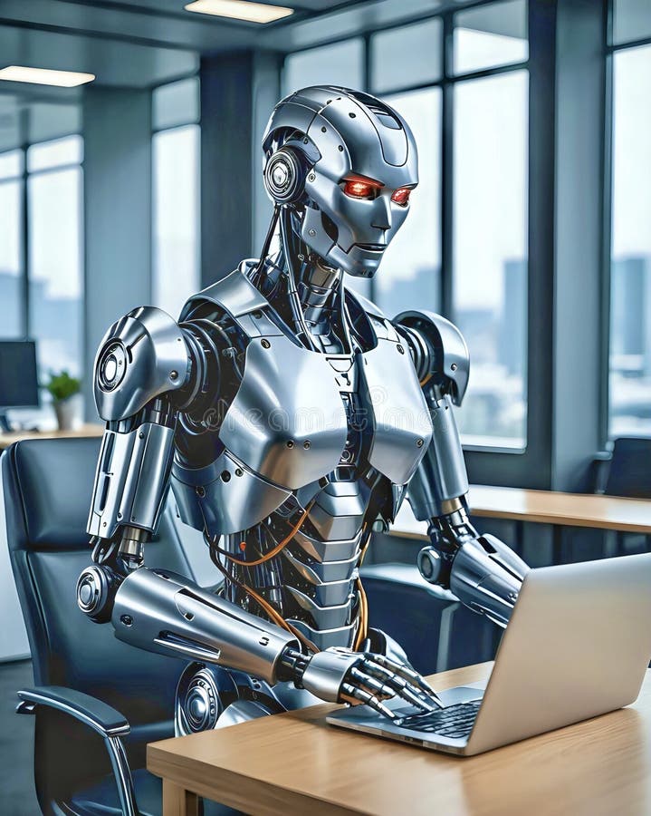 A Robot Waiting in a Modern Office for a Job Interview. Ai Artificial ...