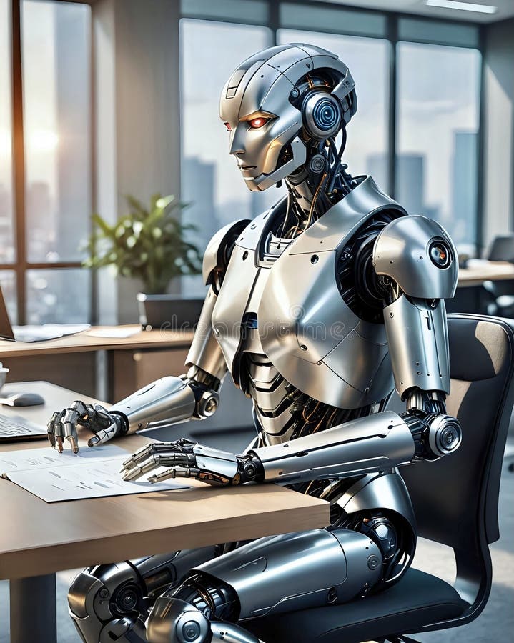 A Robot Waiting in a Modern Office for a Job Interview. Ai Artificial ...