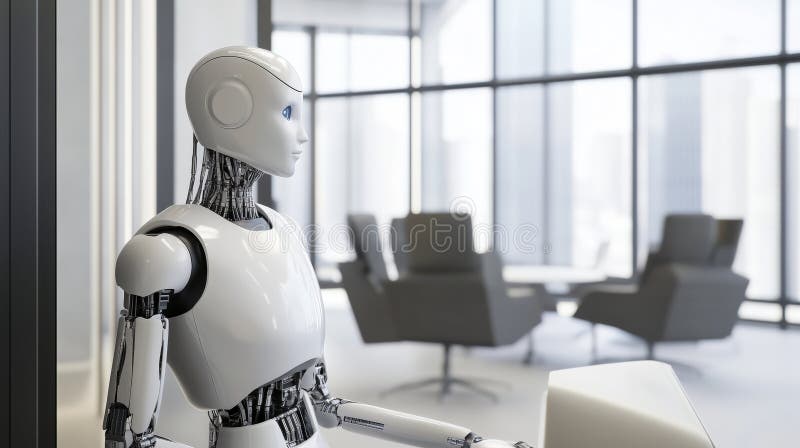 Robot Waiting in a Modern Office for a Job Interview. Stock ...