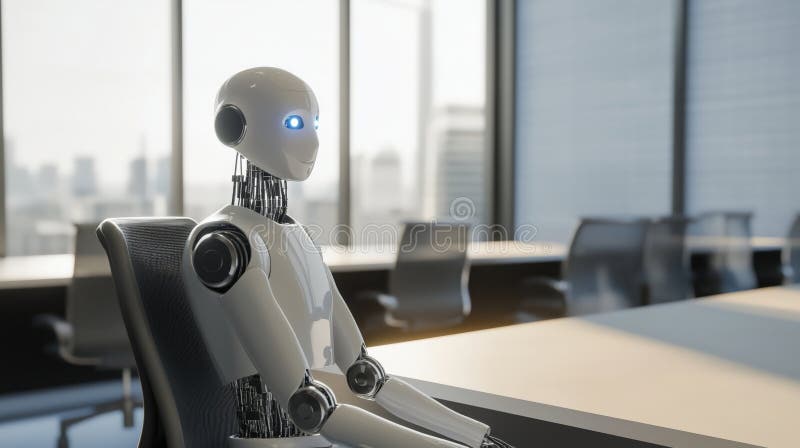 Robot Waiting in a Modern Office for a Job Interview. Stock ...