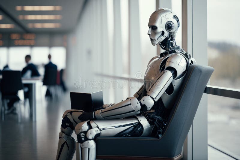 A Robot Waiting in a Modern Office for a Job Interview. Ai Artificial ...