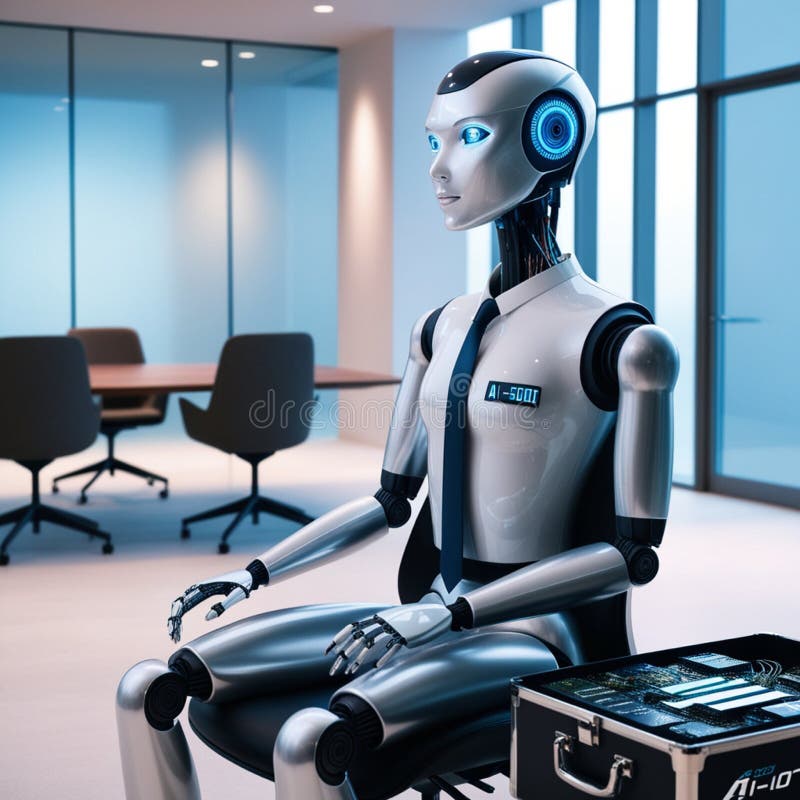 A Robot Waiting in a Modern Office for a Job Interview. Ai Artificial ...
