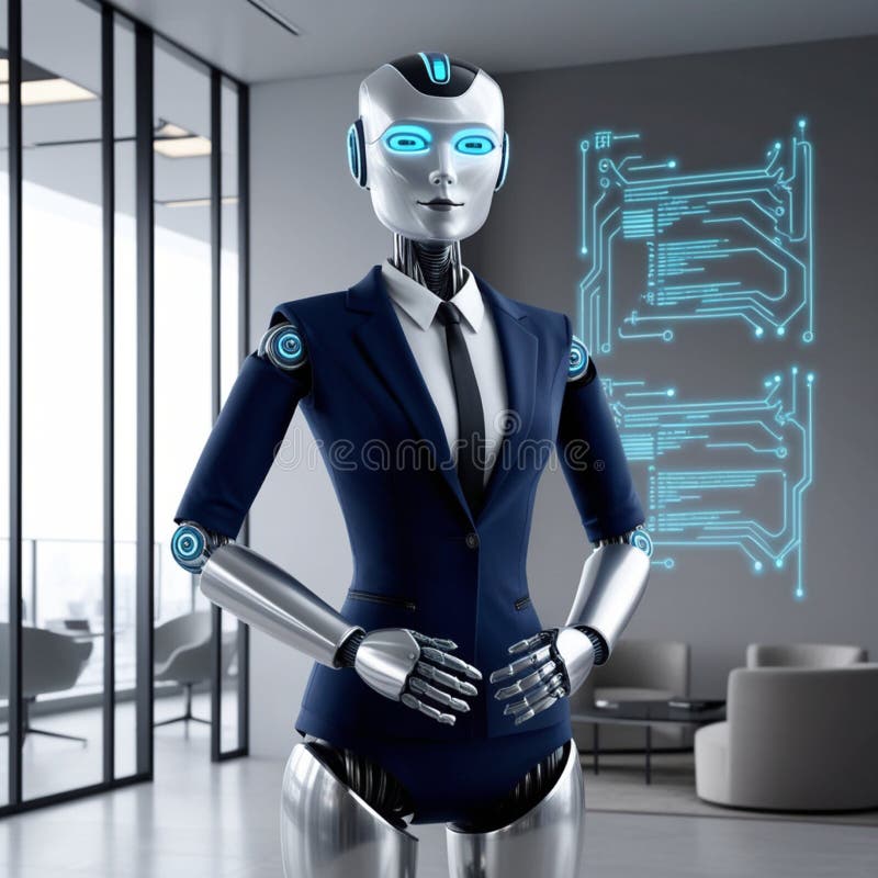 A Robot Waiting in a Modern Office for a Job Interview. Ai Artificial ...