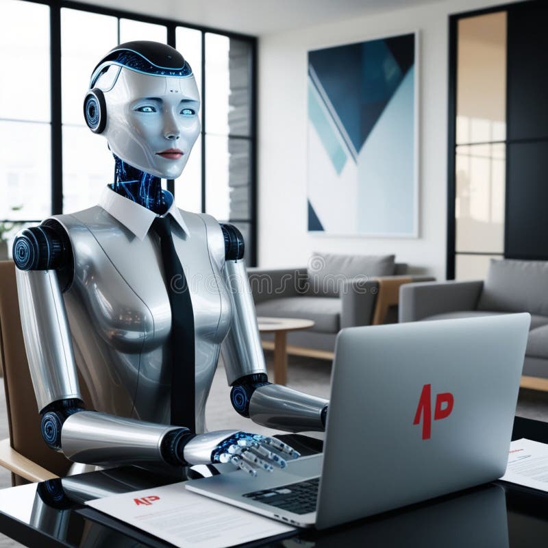A Robot Waiting in a Modern Office for a Job Interview. Ai Artificial ...