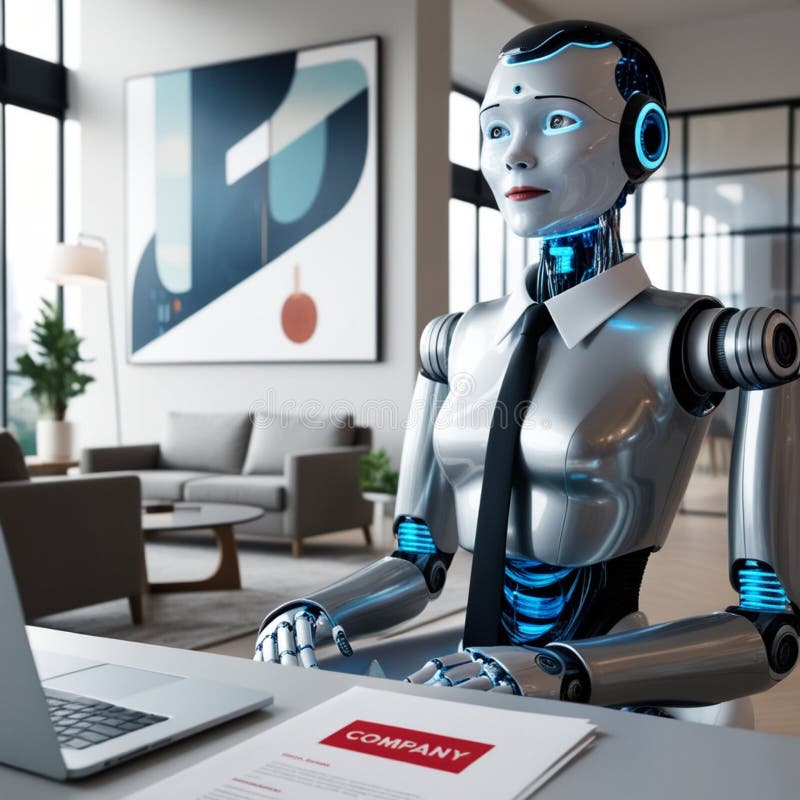 A Robot Waiting in a Modern Office for a Job Interview. Ai Artificial ...