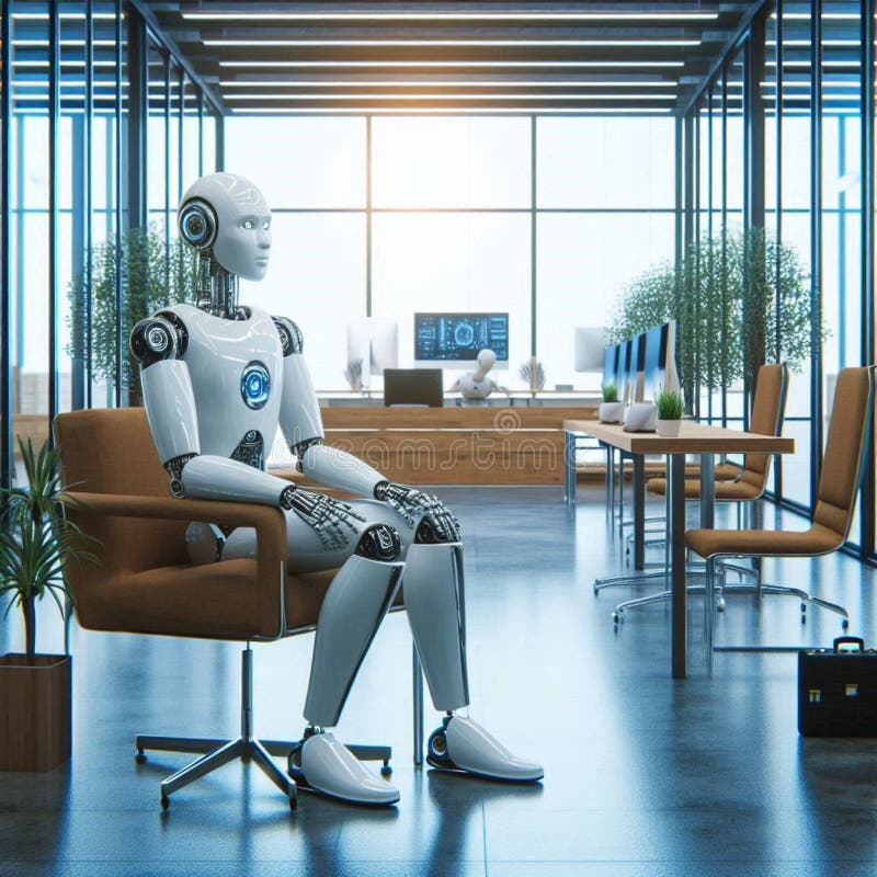 A Robot Waiting in a Modern Office for a Job Interview. Ai Artificial ...