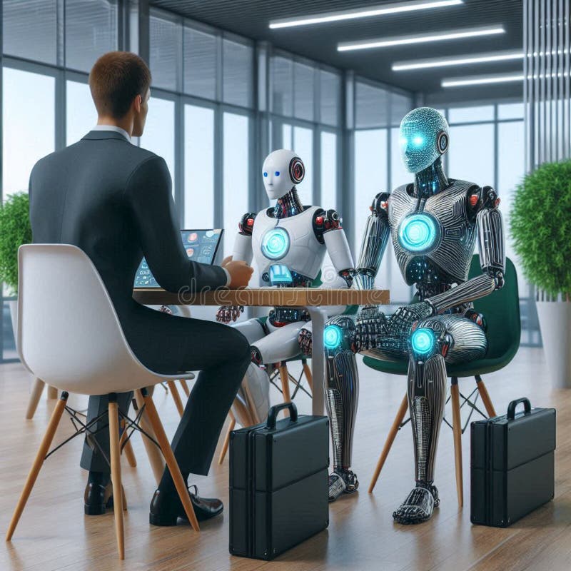 A Robot Waiting in a Modern Office for a Job Interview. Ai Artificial ...