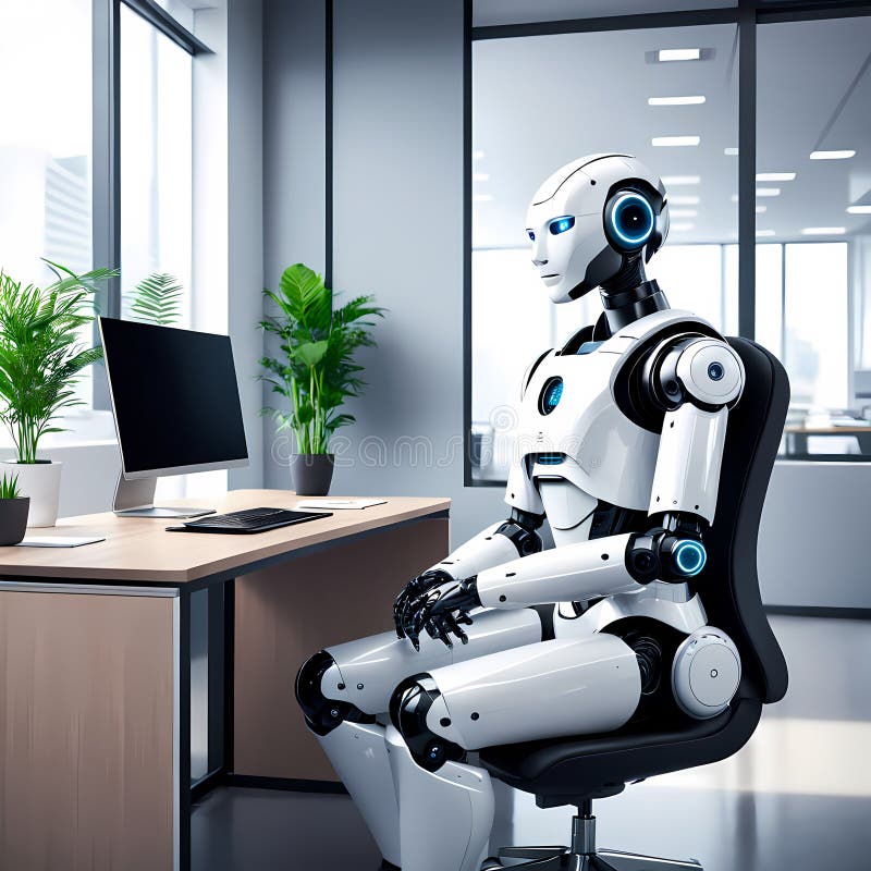 Robot Waiting in a Modern Office for a Job Interview, Ai Artificial ...