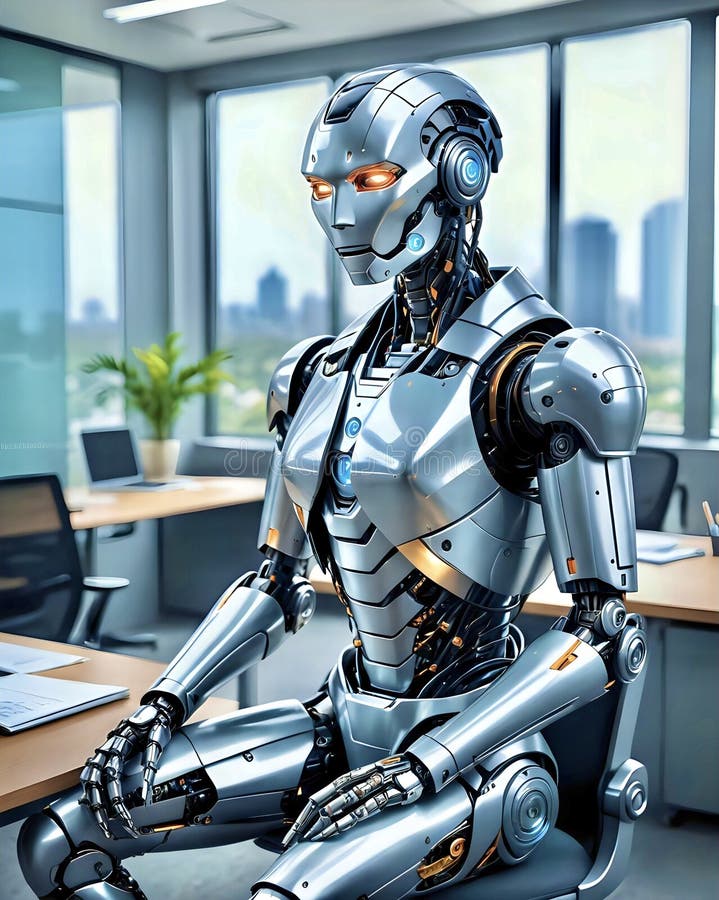 A Robot Waiting in a Modern Office for a Job Interview. Ai Artificial ...