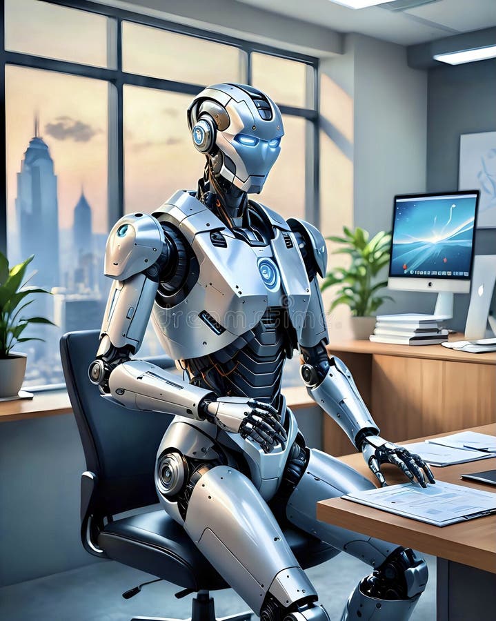 A Robot Waiting in a Modern Office for a Job Interview. Ai Artificial ...