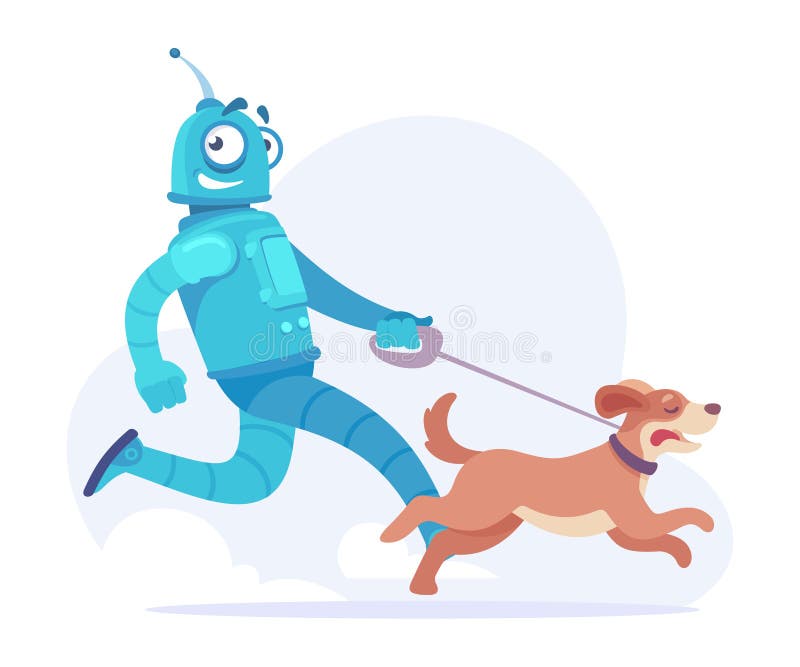 Robot Walking Dog As Smart Android Assistant Machine Vector ...