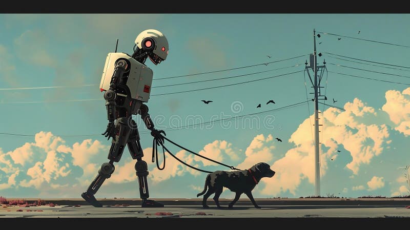 Robot Walking a Dog. Robot is Having His Own Pet Stock Photo - Image of ... Robot Walking a Dog. Robot is Having His Own Pet Stock Photo - Image of ...