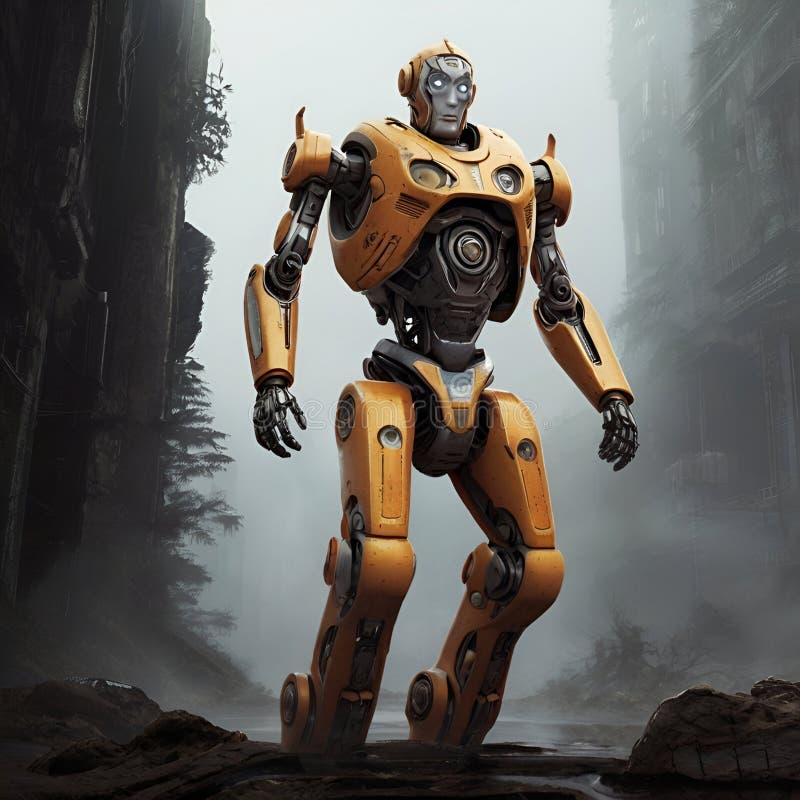 Robot Walking, Copy Space,technology Concept. 3D Illustration Rendering ...