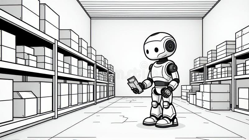Robot in Warehouse Inventory Management Stock Illustration ...