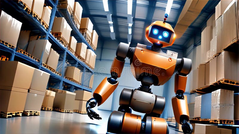 Robot in Warehouse Logistics Operation Stock Video - Video of helper ...