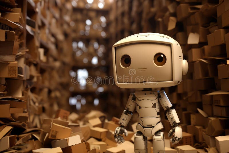 Robot in Warehouse in the Style of Light Brown and White . AI Generated ...