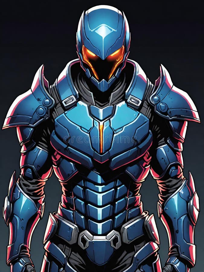 Robot Warrior in the Helmet and Glasses Stock Illustration ...