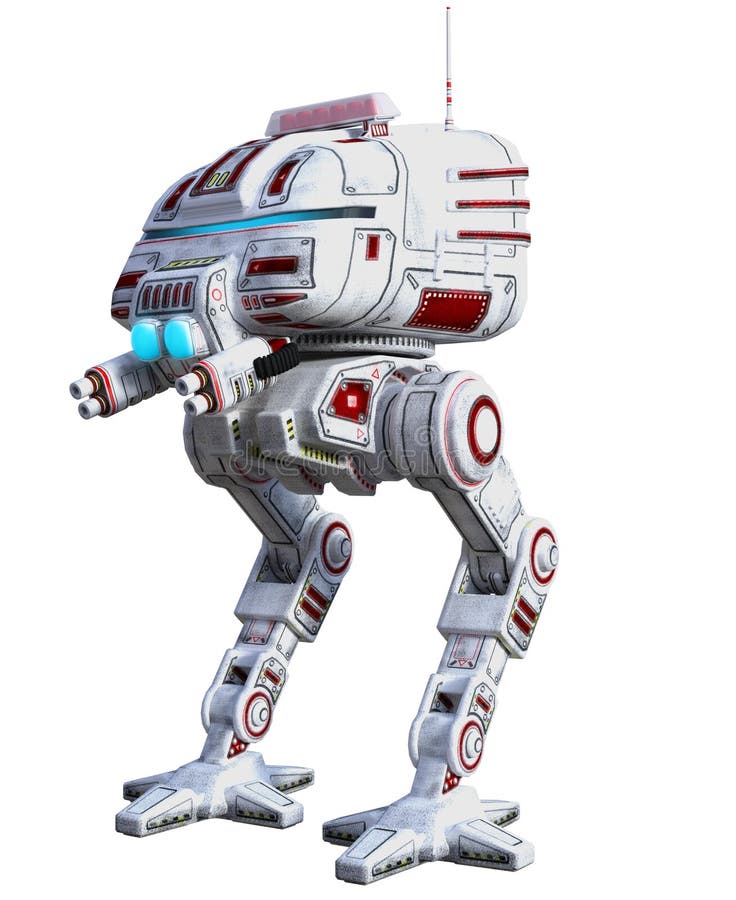 Robot Warrior, Military Device Armed with Guns, 3d Illustration Stock ...