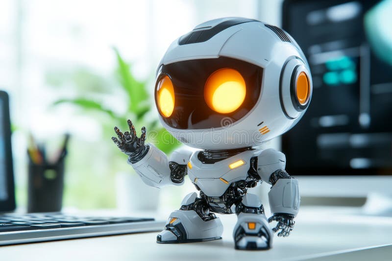 Robot Waves His Hand, Hello Technology of Tomorrow. a Friendly Android ...