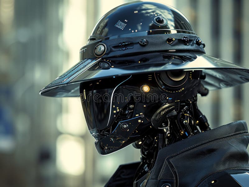 A robot wearing a hat stock illustration. Illustration of clothing ...