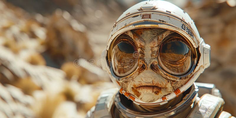 Robot Wearing Helmet and Goggles Stock Photo - Image of innovation ...