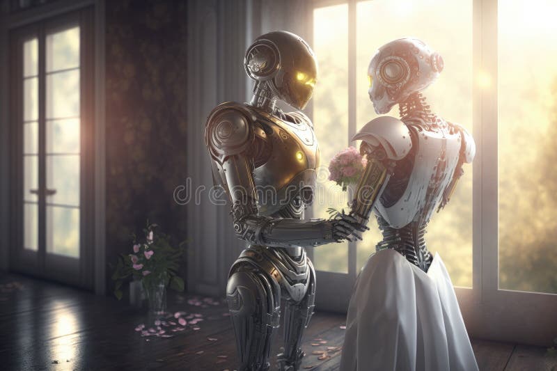 Robot Wedding. Created with Generative AI Technology Stock Illustration ...