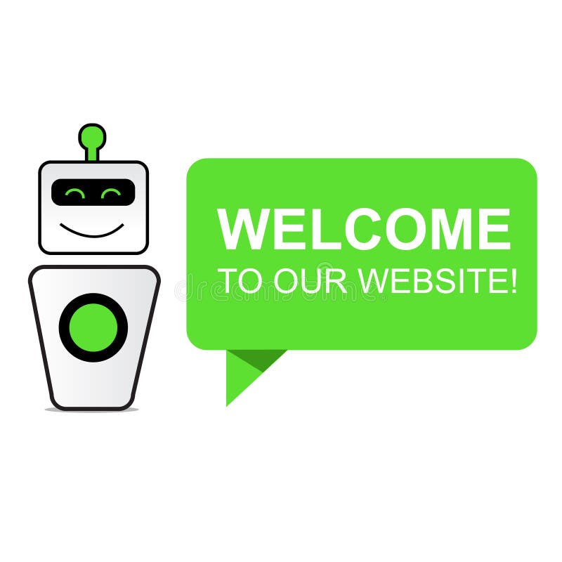 Robot Welcome To Our Site Button Illustration Stock Vector ...