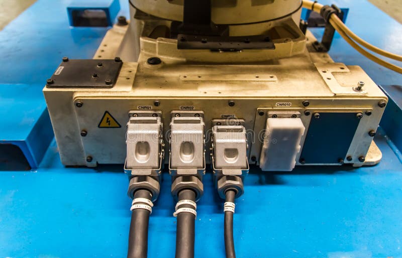 Robot Weld Connector Wiring in Machine Industrial Stock Image - Image ...