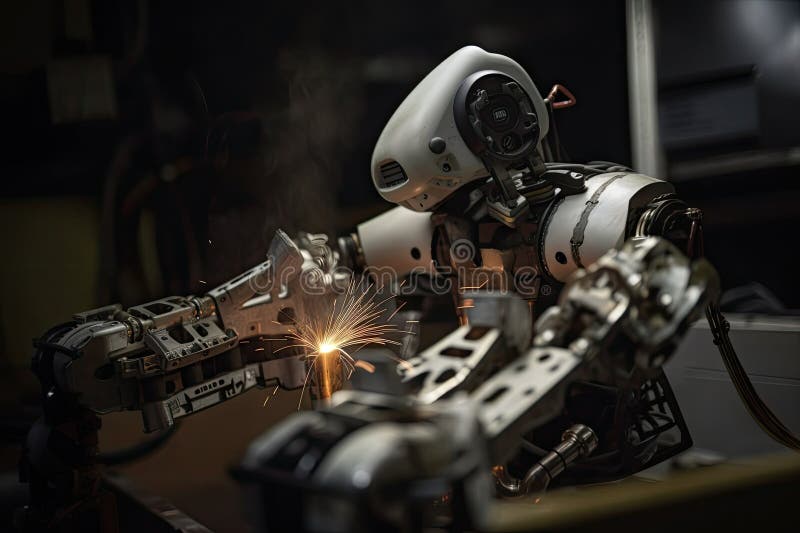 Robot Welding Components for Spacecraft, with Parts Floating in Zero ...