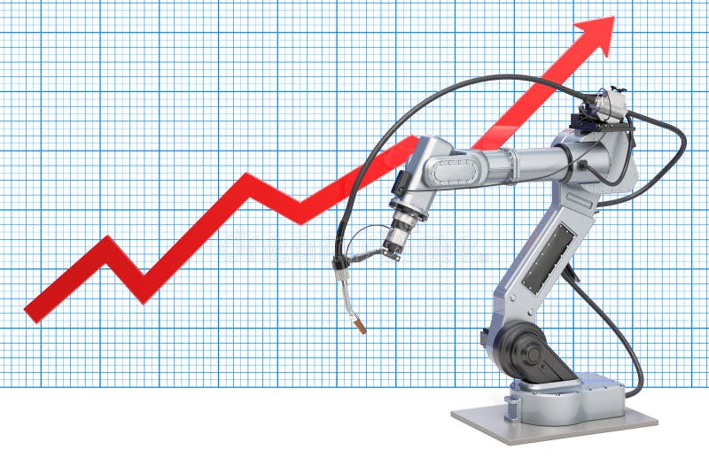 Robot Welding with Growing Chart. 3D Stock Illustration - Illustration ...