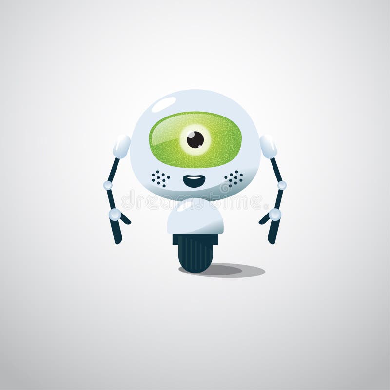 Robot on the Wheel. Android Character. Vector Illustration. Stock ...