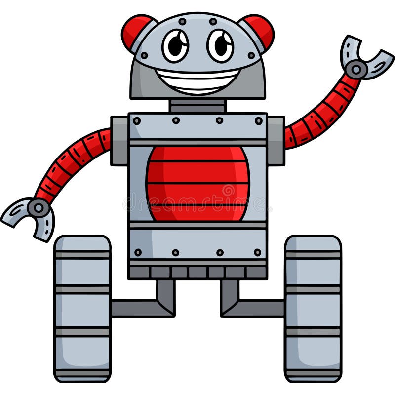 Robot with Wheels Cartoon Colored Clipart Stock Vector - Illustration ...