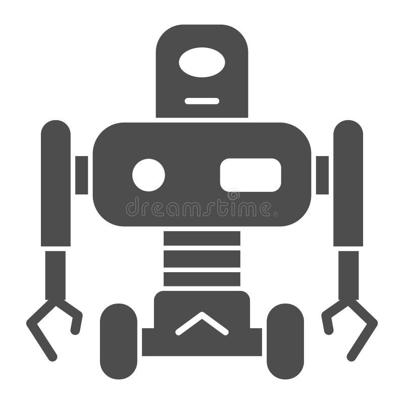 Robot on Wheels Solid Icon, Robotization Concept, Robotic Humanoid Sign ...