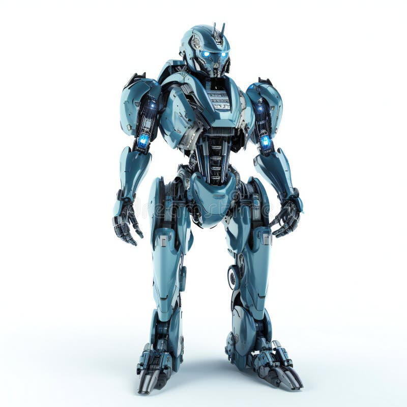 Humanoid Robot with Headphones Isolated on a White Background Stock ...