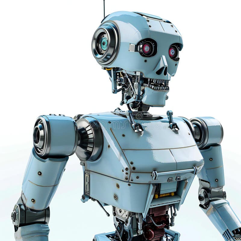 Robot on White Background , Artificial Intelligence Concept Stock ...