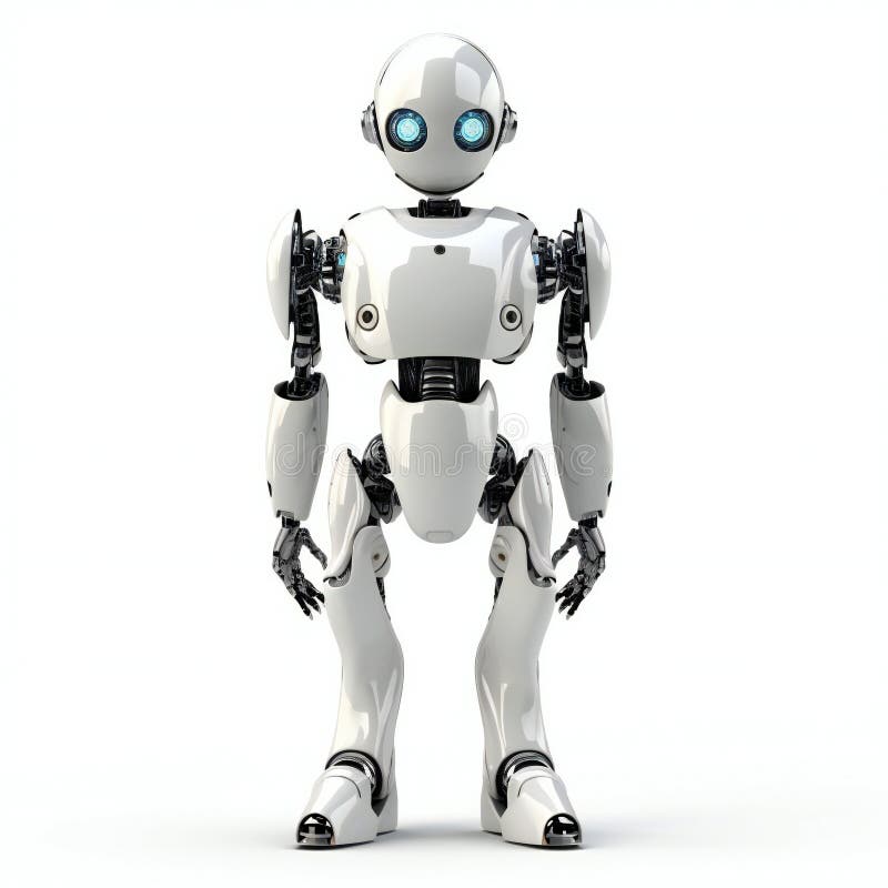 Robot in White Isolated Background, Humanoid Robot Stock Illustration ...