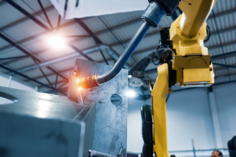 The Robot Will Weld the Part. Arc Welding Robot Stock Image - Image of ...