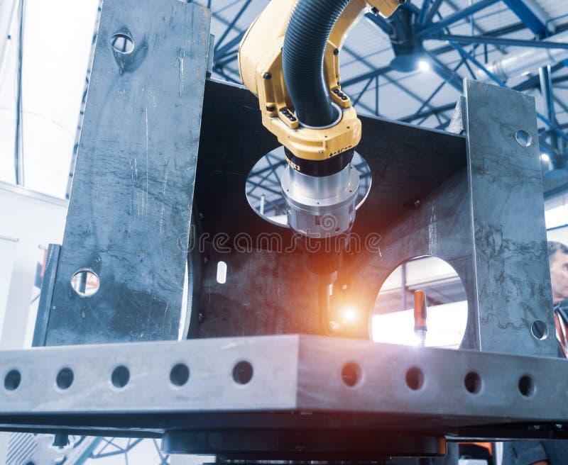 The Robot Will Weld the Part. Arc Welding Robot Stock Photo - Image of ...