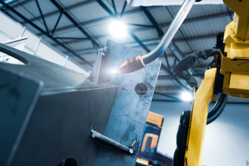 The Robot Will Weld the Part. Arc Welding Robot Stock Photo - Image of ...