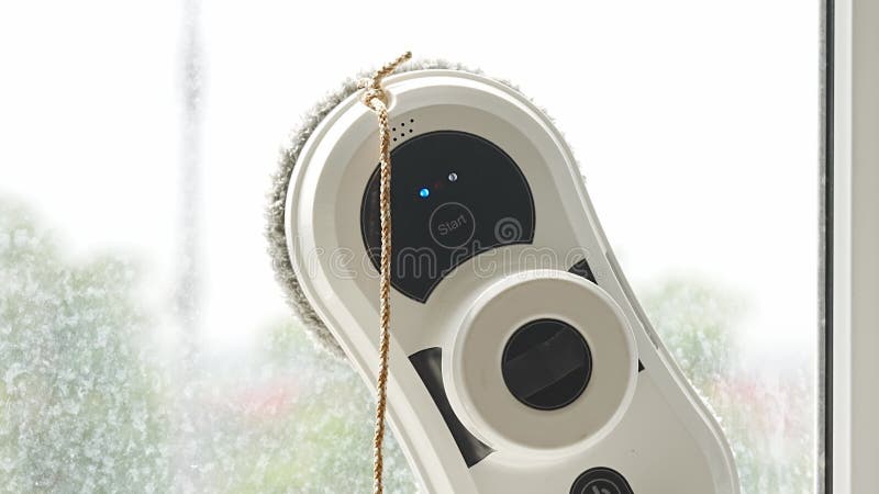 Robot Window Cleaner Working on Glass in High Rise Building Stock Video ...